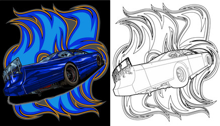 Blue drag racing car with black strip Royalty Free Vector
