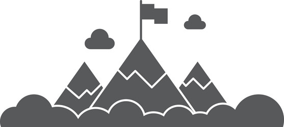 Flag on mountain top icon isolated white Vector Image