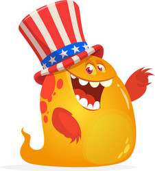 Cartoon funny monster wearing american uncle sam Vector Image