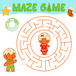 Christmas coloring book or page gingerbread house Vector Image