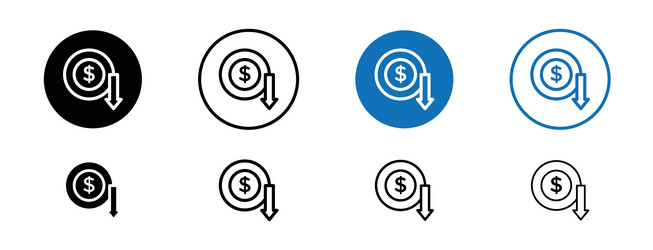Lower cost icon set reduce price symbol in a back Vector Image