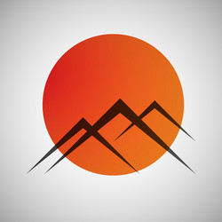 Mountains and sun icon Royalty Free Vector Image