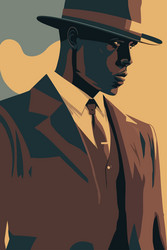 African american man in a hat and suit Royalty Free Vector