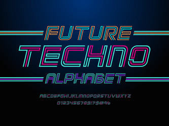 Cyber tech font contour scheme style Royalty Free Vector