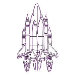 Space shuttle outline sketch purple Royalty Free Vector