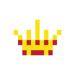 Pixel art crown 8 bit king icon retro style queen Vector Image