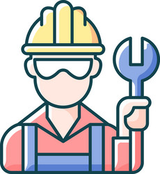 Blue collar worker flat color icon Royalty Free Vector Image