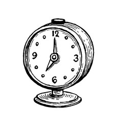 Vintage alarm clock engraving Royalty Free Vector Image