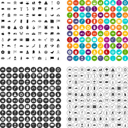 100 asian icons set in simple style Royalty Free Vector