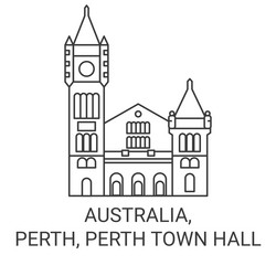Australia perth town hall travel landmark Vector Image