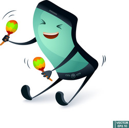 Cartoon character dancing happy phone Royalty Free Vector