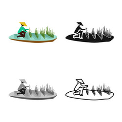 Design of rice and field sign set of rice Vector Image