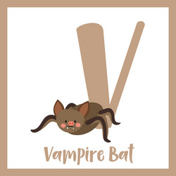 Letter v tracing vampire bat Royalty Free Vector Image