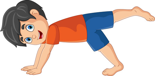 Cartoon little boy doing tree yoga pose Royalty Free Vector