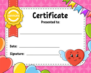 Certificate template for kids colorful school Vector Image