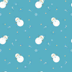 Seamless snowman repeat pattern in blue background