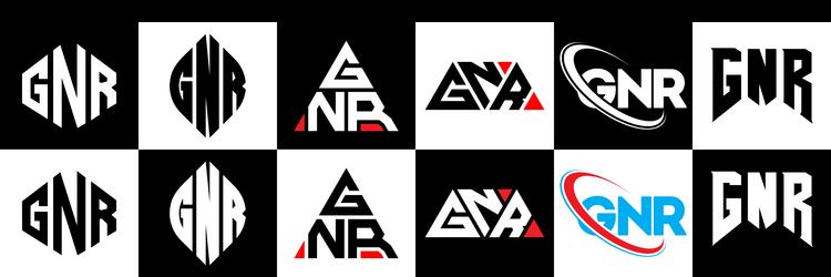 Gnr letter logo design with polygon shape Vector Image