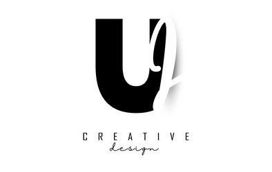 Creative golden letters ui u i logo with leading Vector Image