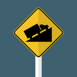Warning signs steep descent on white background Vector Image