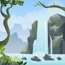 Beautiful nature waterfall landscape Royalty Free Vector