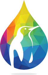 Penguin and water drop logo design Royalty Free Vector Image