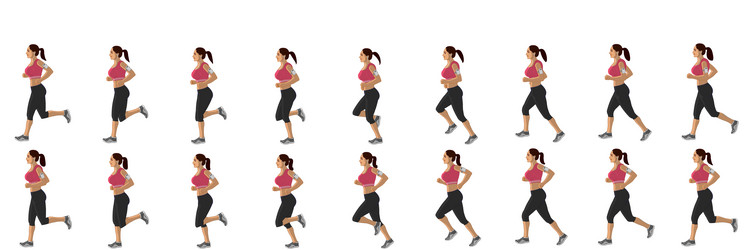 Girl run cycle animation sequence Royalty Free Vector Image