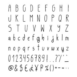 Simple decorative font handwritten slim alphabet Vector Image