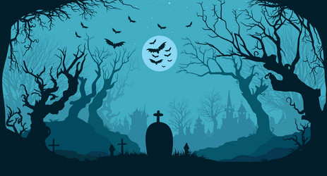 Graveyard purple vertical halloween background Vector Image
