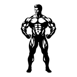 Muscle man bodybuilder sport logo Royalty Free Vector Image