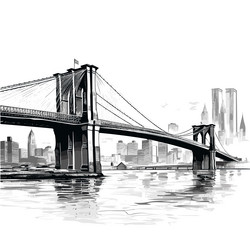 Brooklyn bridge bridge hand-drawn comic Royalty Free Vector
