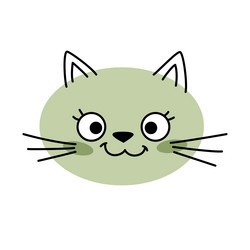 Cat kitten square head face set cute cartoon Vector Image