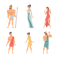 Greeks or hellenes people character in ethnic Vector Image