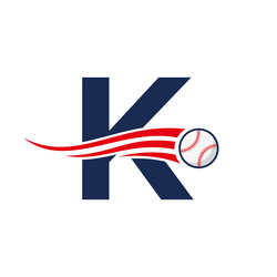 Initial letter k baseball logo concept Royalty Free Vector