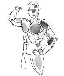 Linear drawing of a perfect body fit model man Vector Image