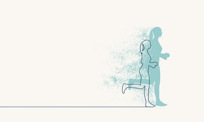 Running lady thin line silhouette with particles Vector Image