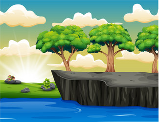 Nature scene with high cliff on seafront Vector Image