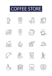 Coffee shop line icons and signs Royalty Free Vector Image