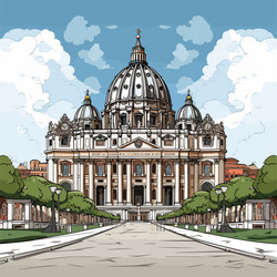 Basilica of saint peter hand-drawn comic saint Vector Image