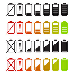 Battery recycling pictograms set Royalty Free Vector Image