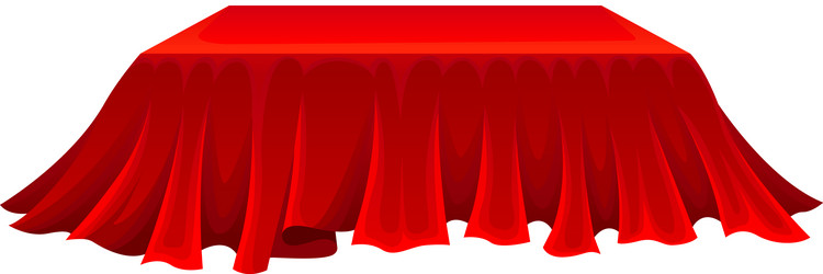 Rectangular table under red silk cloth on white Vector Image