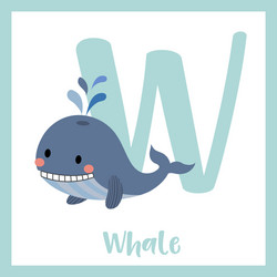 Letter w is for whale cartoon alphabet Royalty Free Vector
