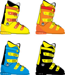 Boots motocross black and green Royalty Free Vector Image