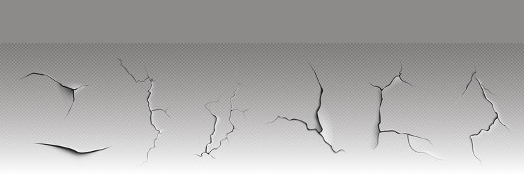 Set of realistic cracks on dry paint surface Vector Image