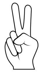 V sign hand gesture with two fingers raised Vector Image