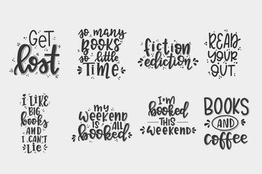 Books and reading lettering set hand drawn Vector Image