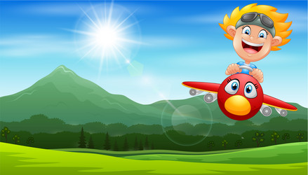 Happy plane cartoon Royalty Free Vector Image - VectorStock