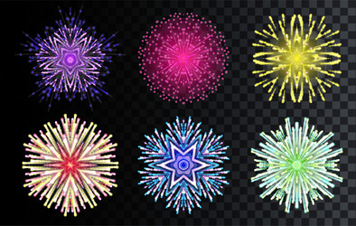 Snowflake fireworks set different shapes star Vector Image