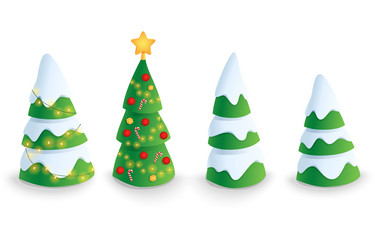 Funny collection of christmas trees Royalty Free Vector