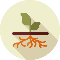 Plant with roots flat icon garden Royalty Free Vector Image