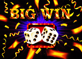 Big win gold text on retro red board banner Vector Image
